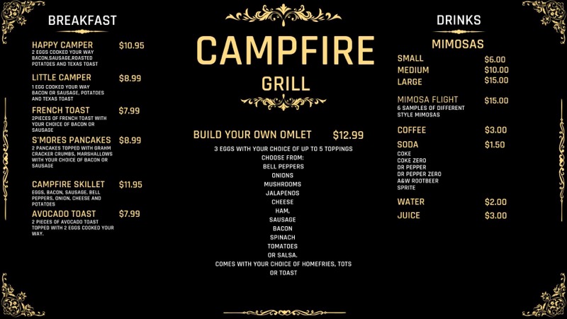 Campfire Grill Menu, Hand Held Food For Sale | Copperas Cove, TX ...